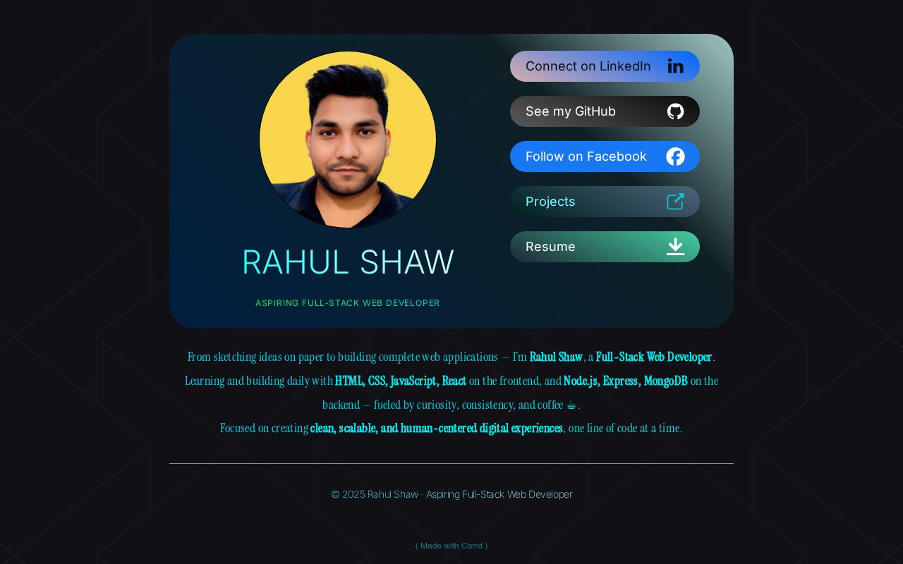 Rahul Shaw · Full-Stack Web Developer